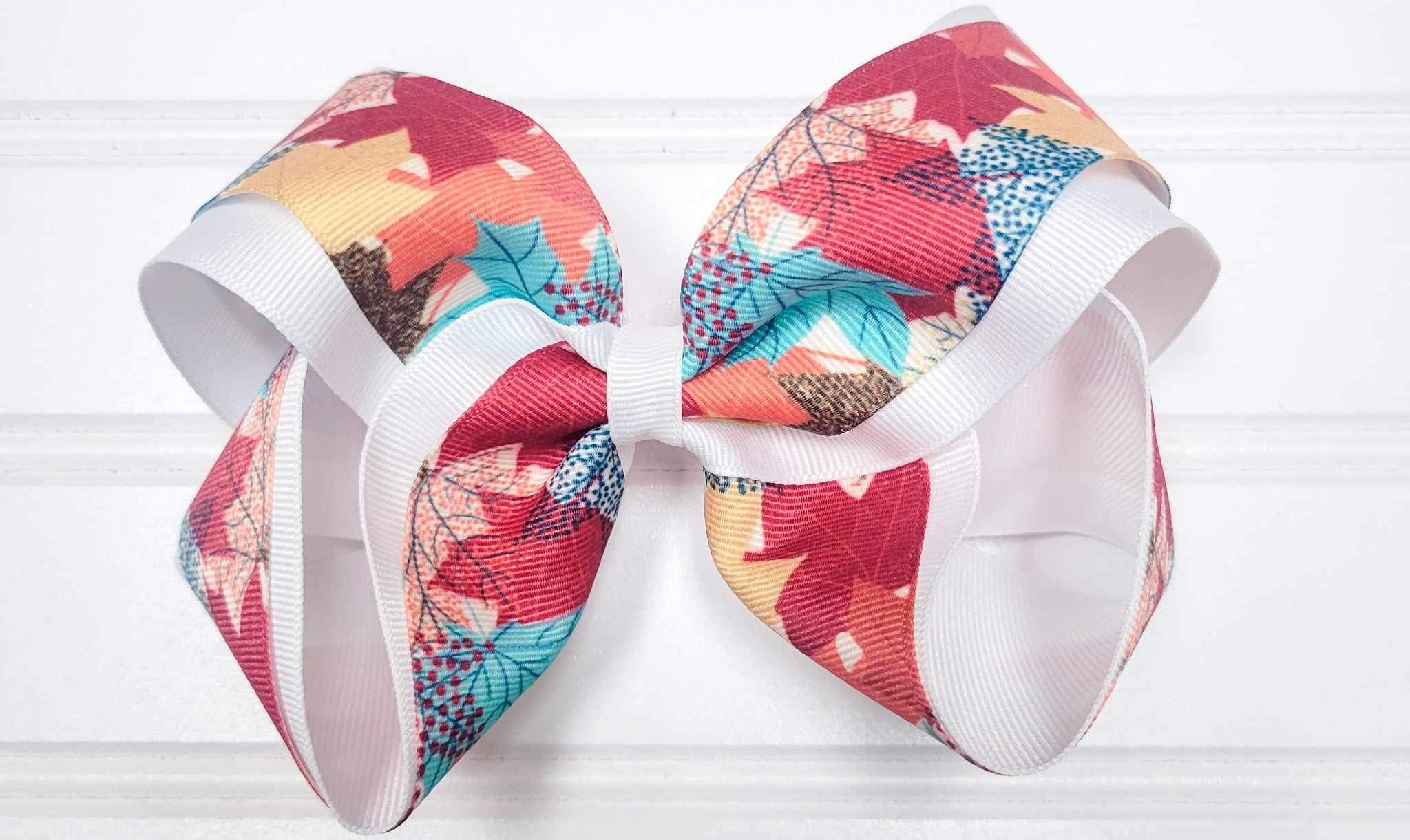 Fall Leaves Bow - White – Toads & Teacups Children's Shop