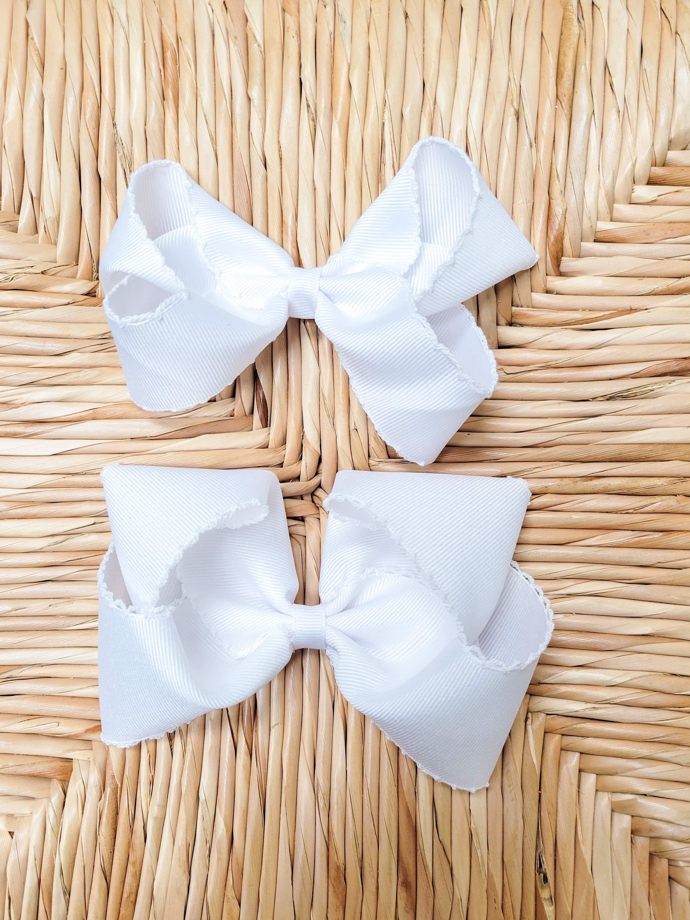 Traditional Moonstitch Bow - White – Toads & Teacups Children's Shop