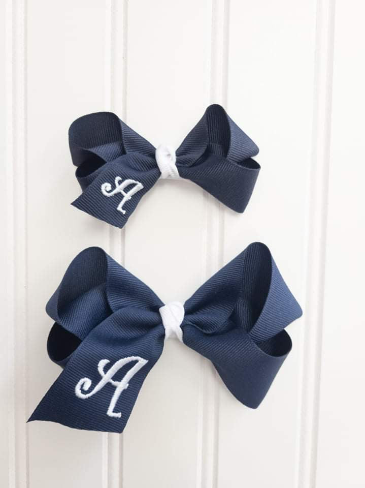Monogrammed Bow - Navy – Toads & Teacups Children's Shop