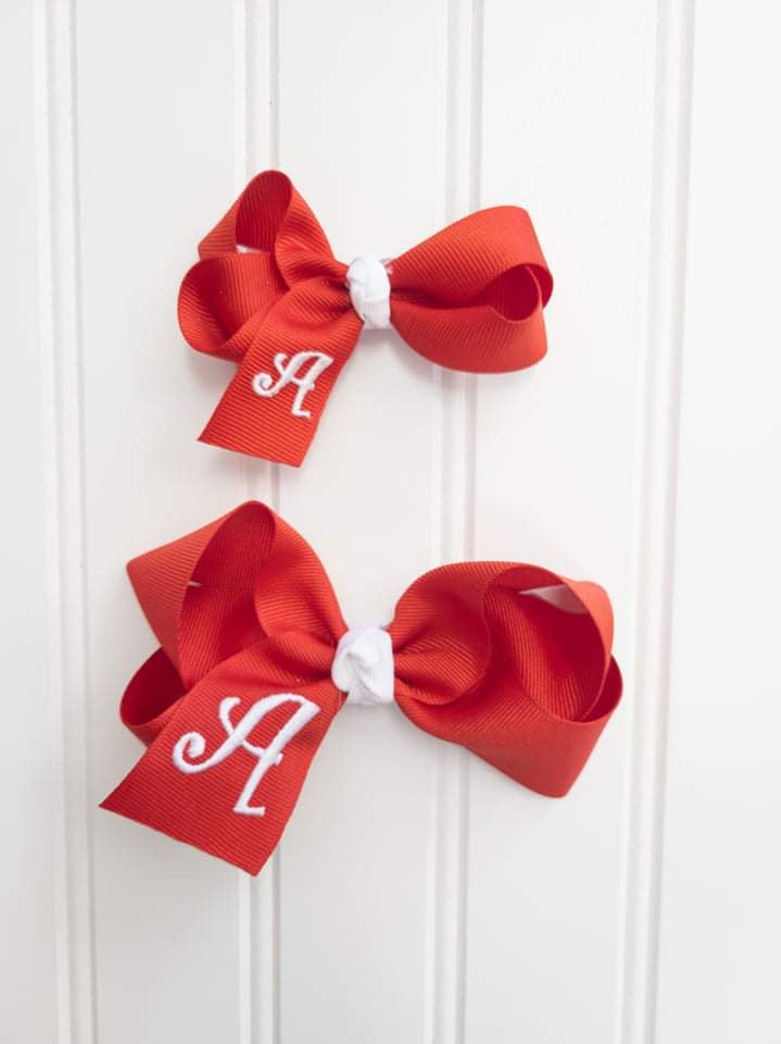 Monogrammed Bow - Red – Toads & Teacups Children's Shop